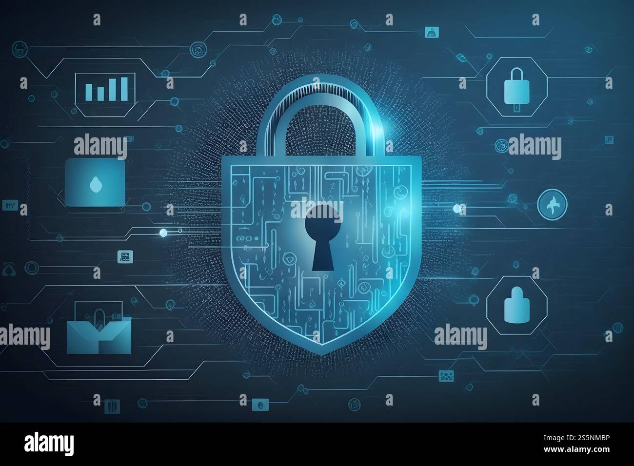 Padlock With Keyhole icon in personal data security Illustrates cyber ...
