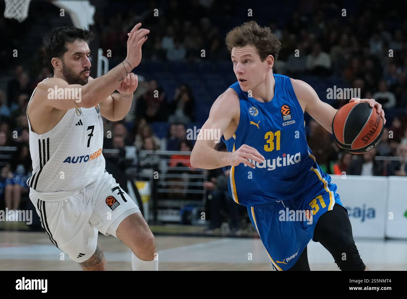 Madrid, Spain. 14th Jan, 2025. Rokas Jokubaitis of Maccabi Tel Aviv during the Turkish Airlines ...