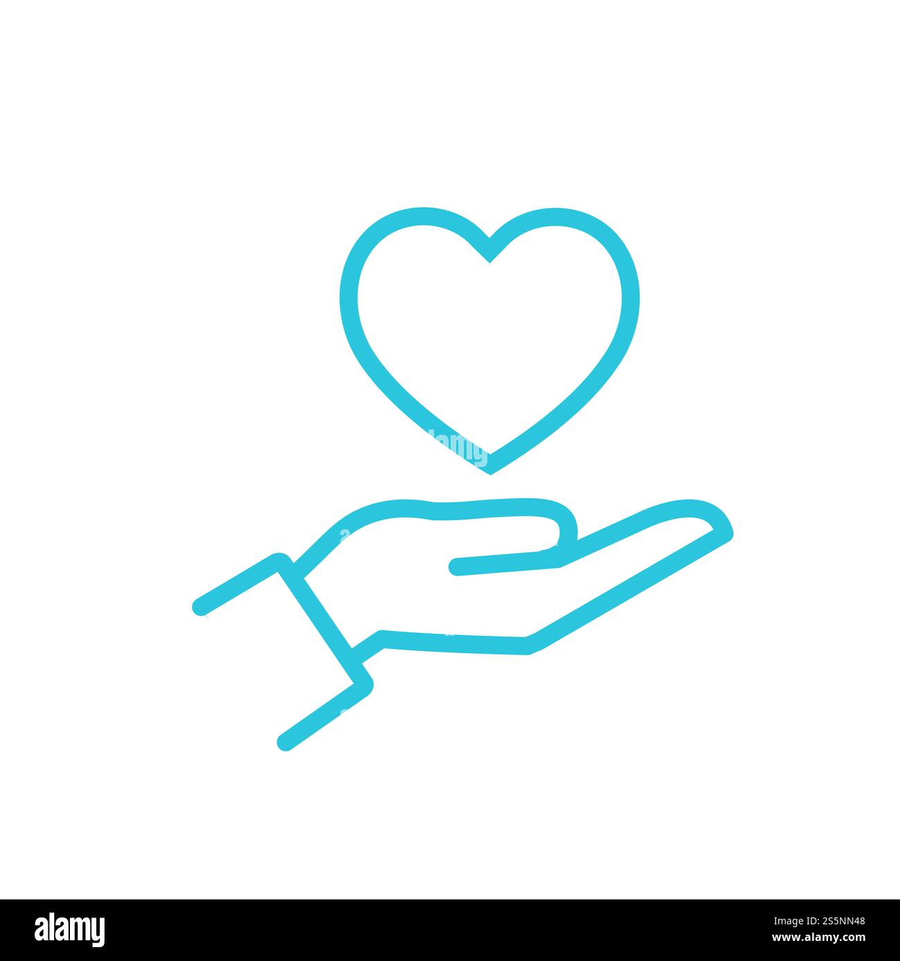 Care with a Gentle Heart. Isolated on white background. Blue icon set ...