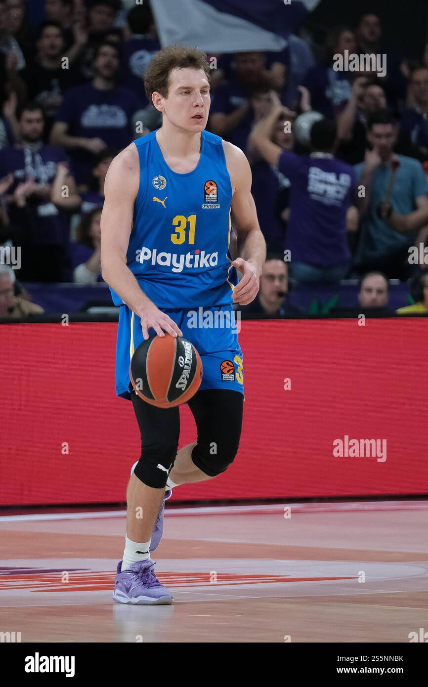 Madrid, Spain. 14th Jan, 2025. Rokas Jokubaitis of Maccabi Tel Aviv ...