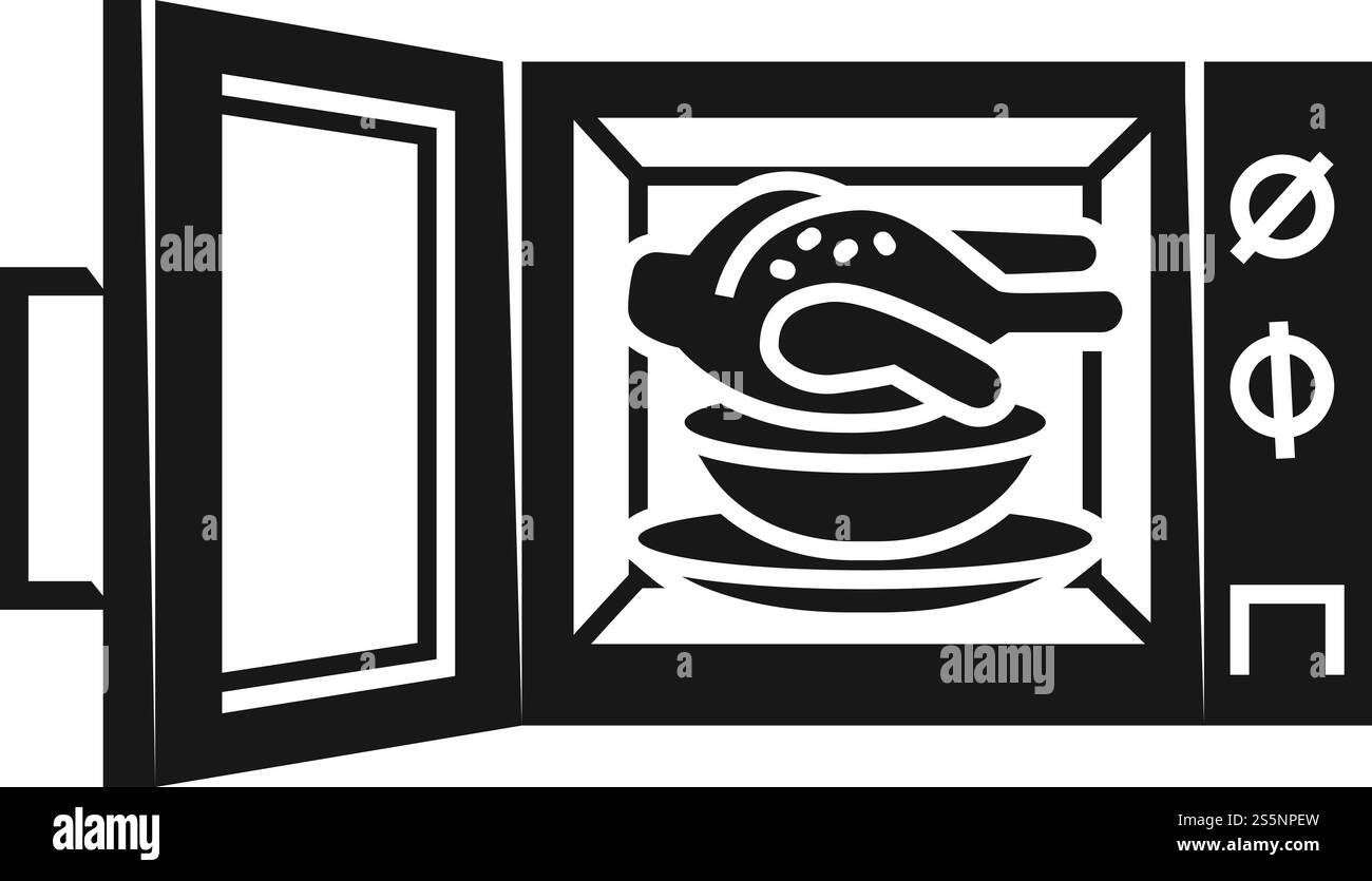 Chicken in microwave icon. Simple illustration of chicken in microwave ...