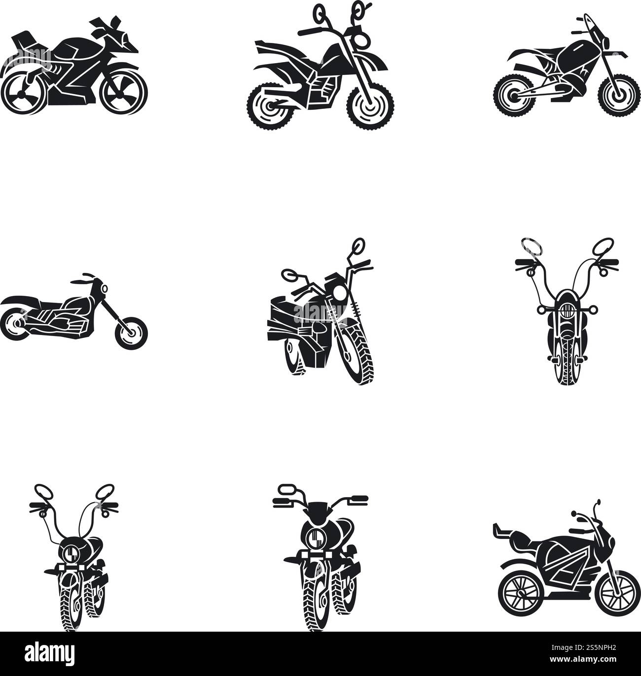 Racing motorbike icon set. Simple set of 9 racing motorbike vector ...