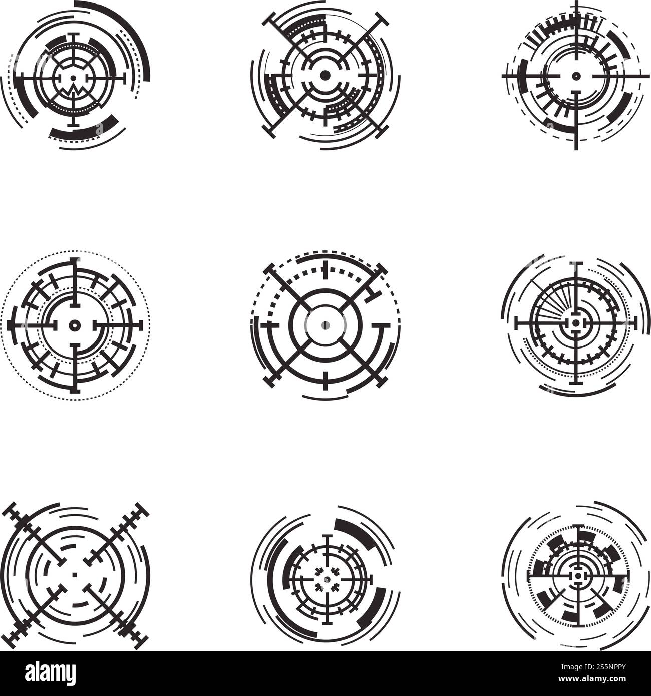 Digital target icon set. Simple set of 9 digital target vector icons ...