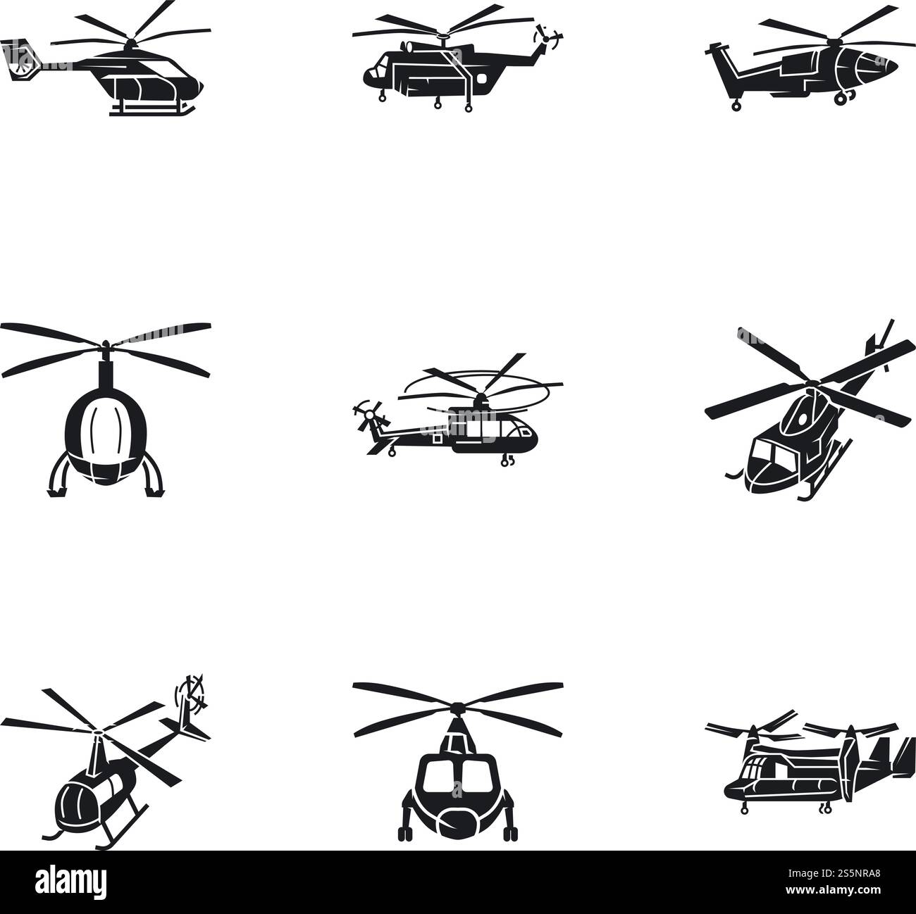 Helicopter transport icon set. Simple set of 9 helicopter transport ...