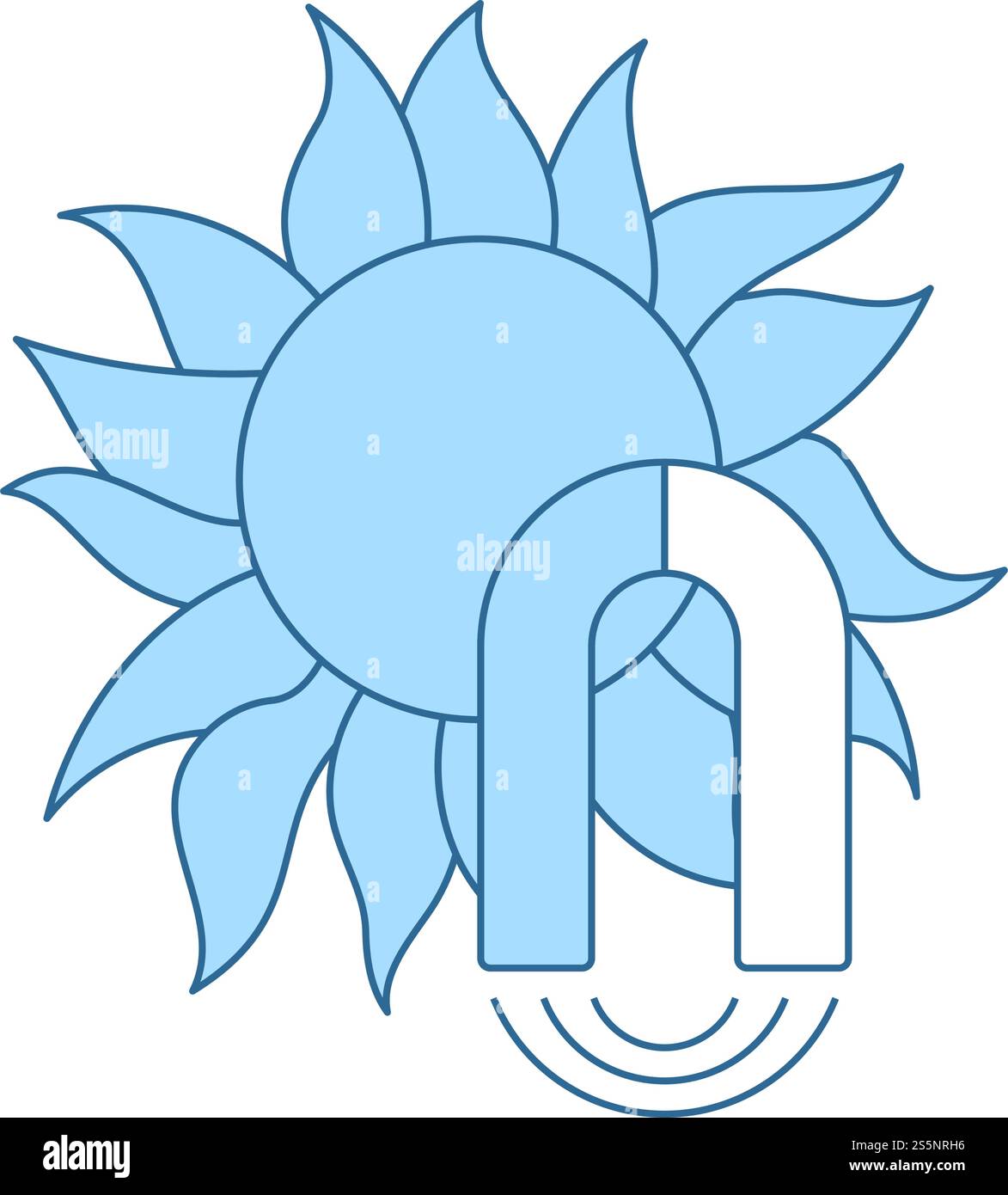Magnetic Storm Icon. Thin Line With Blue Fill Design. Vector ...