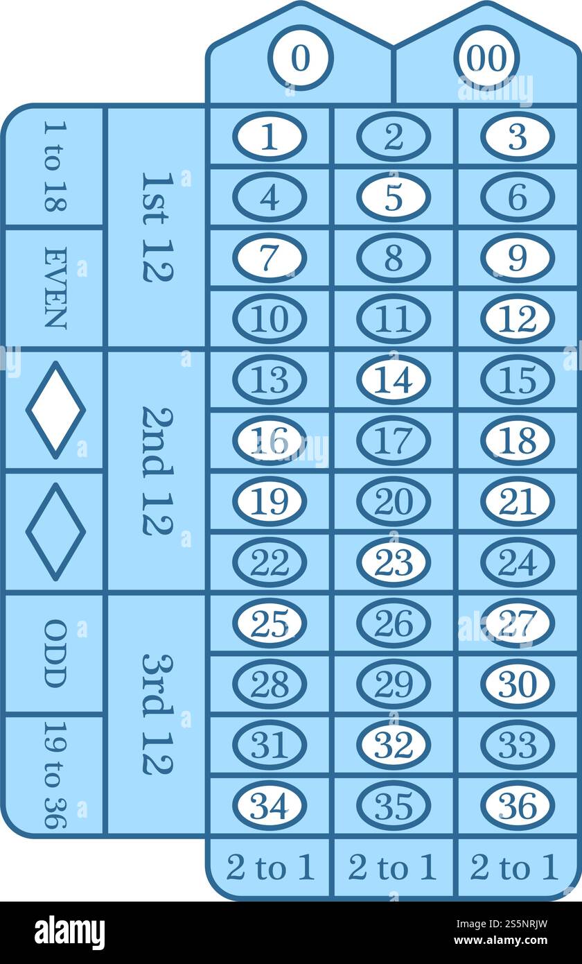 Roulette Table Icon. Thin Line With Blue Fill Design. Vector ...