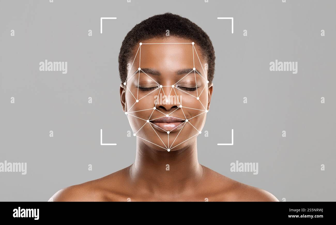 Facial recognition technology showcasing facial features and analysis ...