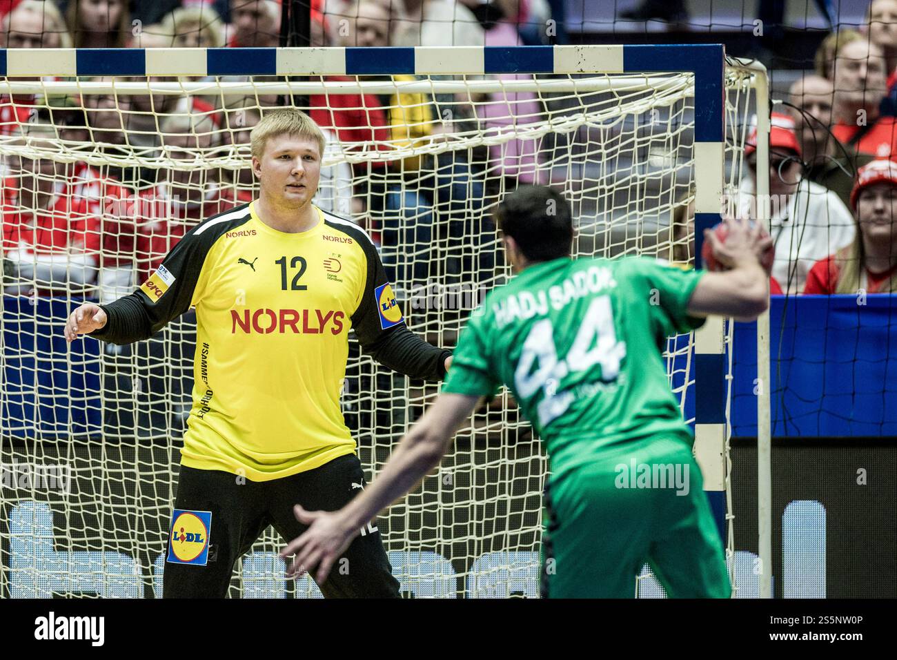 Herning, Denmark. 14th, January 2025. Emil Nielsen (12) of Denmark seen ...