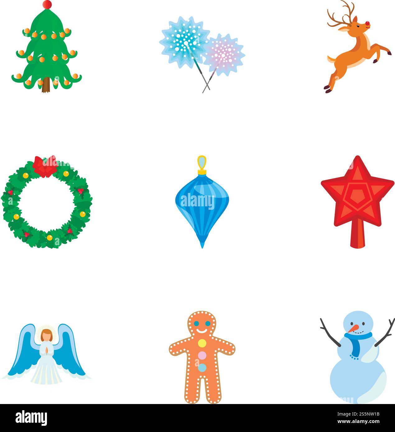 Xmas time icon set. Flat set of 9 xmas time vector icons for web design ...