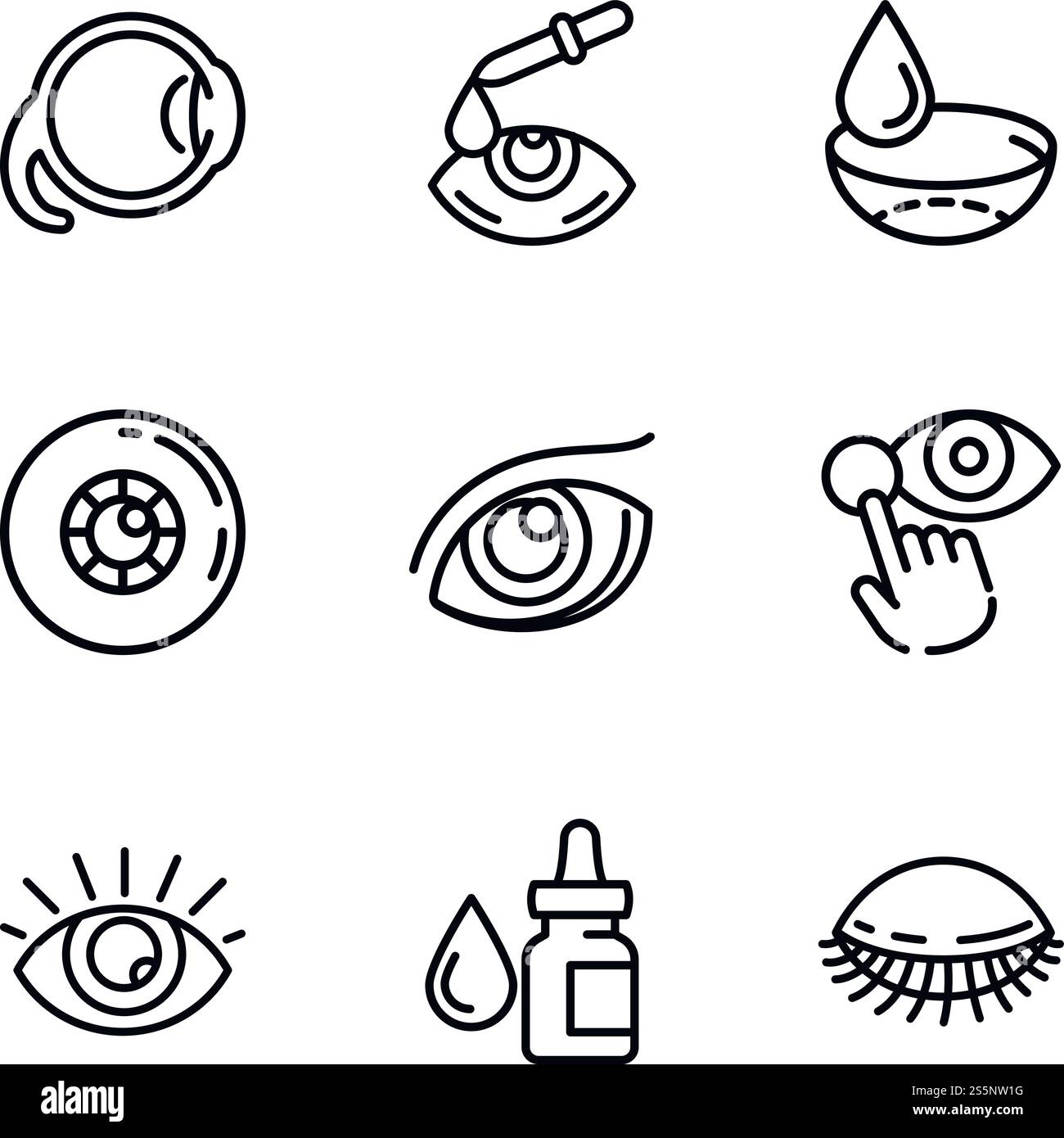 Optical eye care icon set. Outline set of 9 optical eye care vector ...