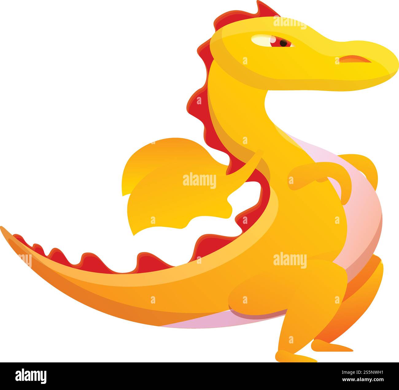 Yellow dragon icon. Cartoon of yellow dragon vector icon for web design ...