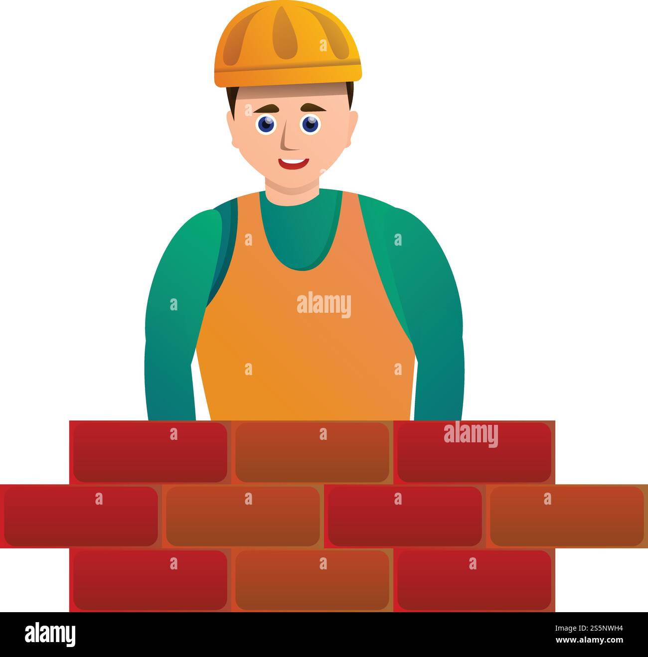 Masonry brick worker icon. Cartoon of masonry brick worker vector icon ...
