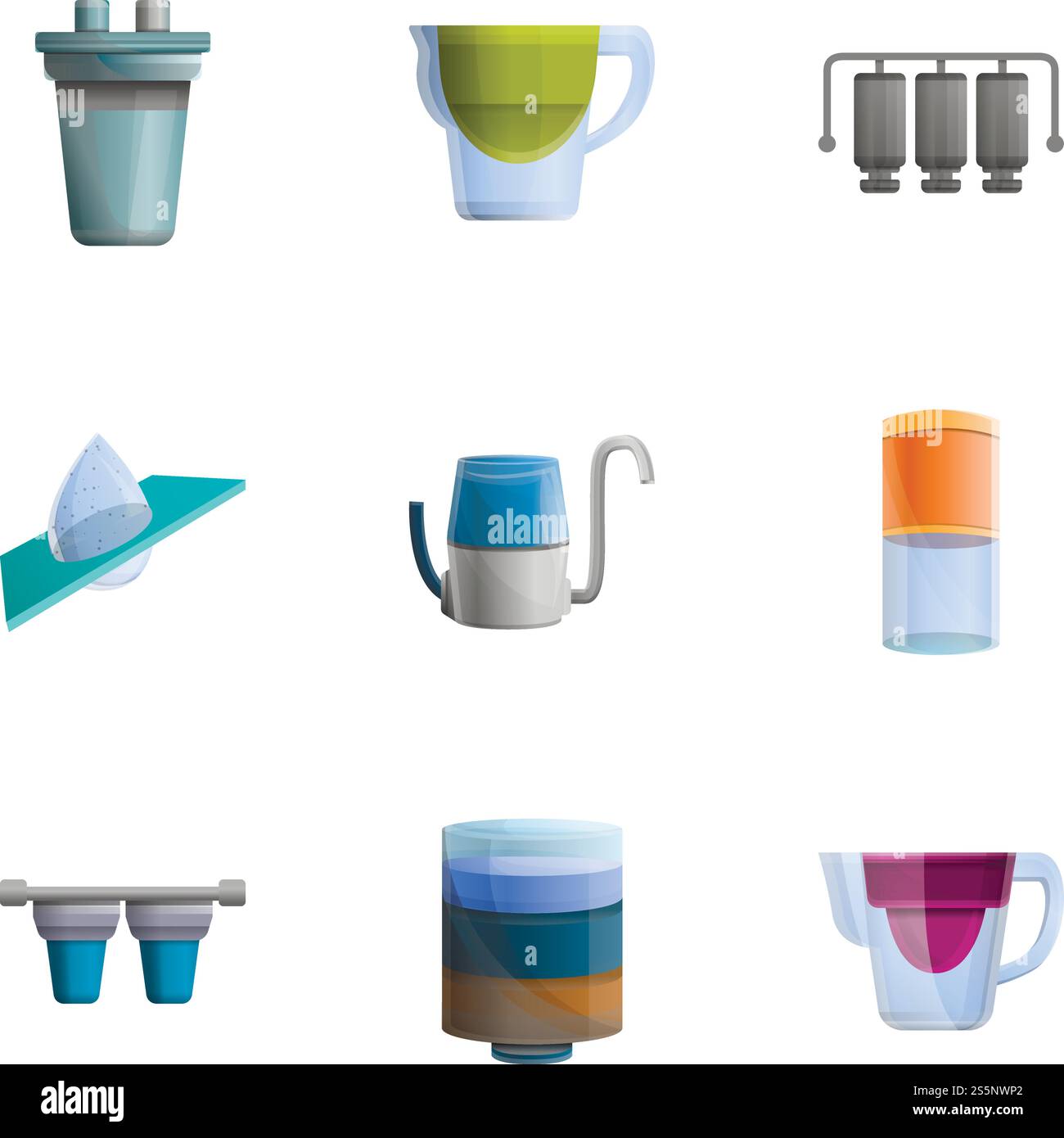 Home water filtration icon set. Cartoon set of 9 home water filtration ...