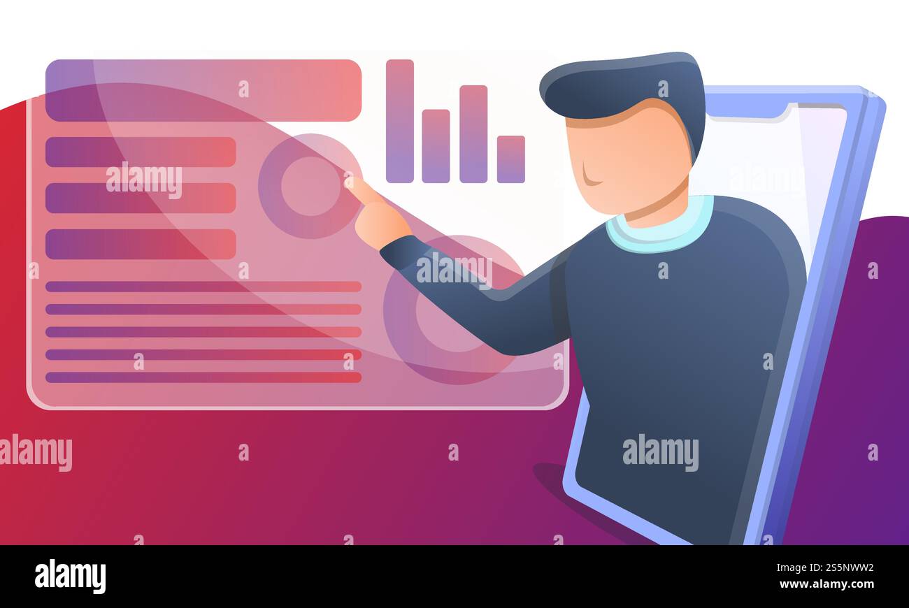 Online school lecture concept banner. Cartoon illustration of online ...