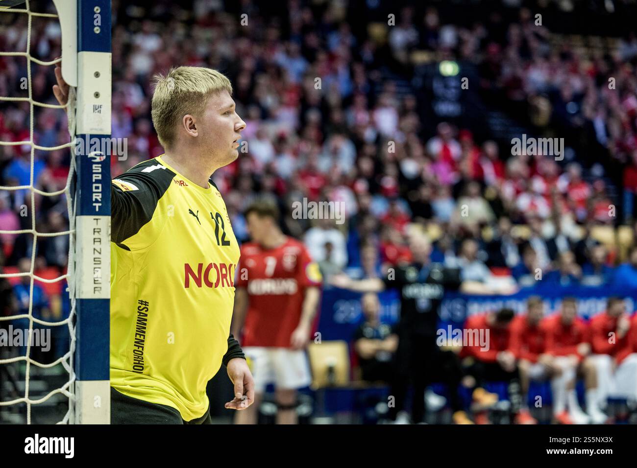 Herning, Denmark. 14th Jan, 2025. Emil Nielsen (12) of Denmark seen ...
