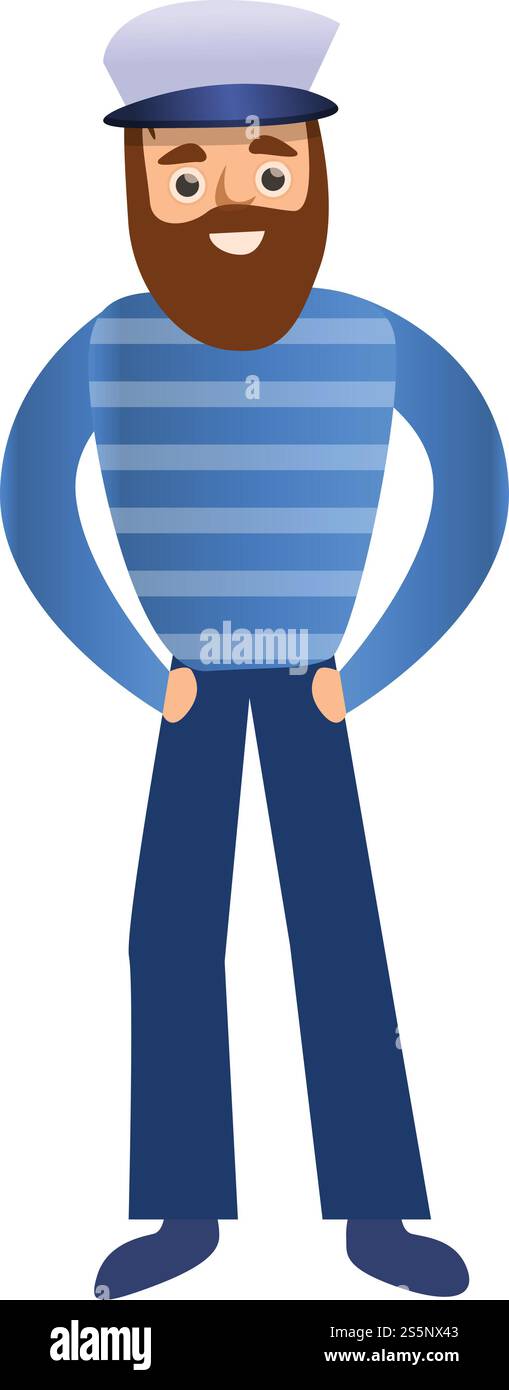 Bearded sailor man icon. Cartoon of bearded sailor man vector icon for ...