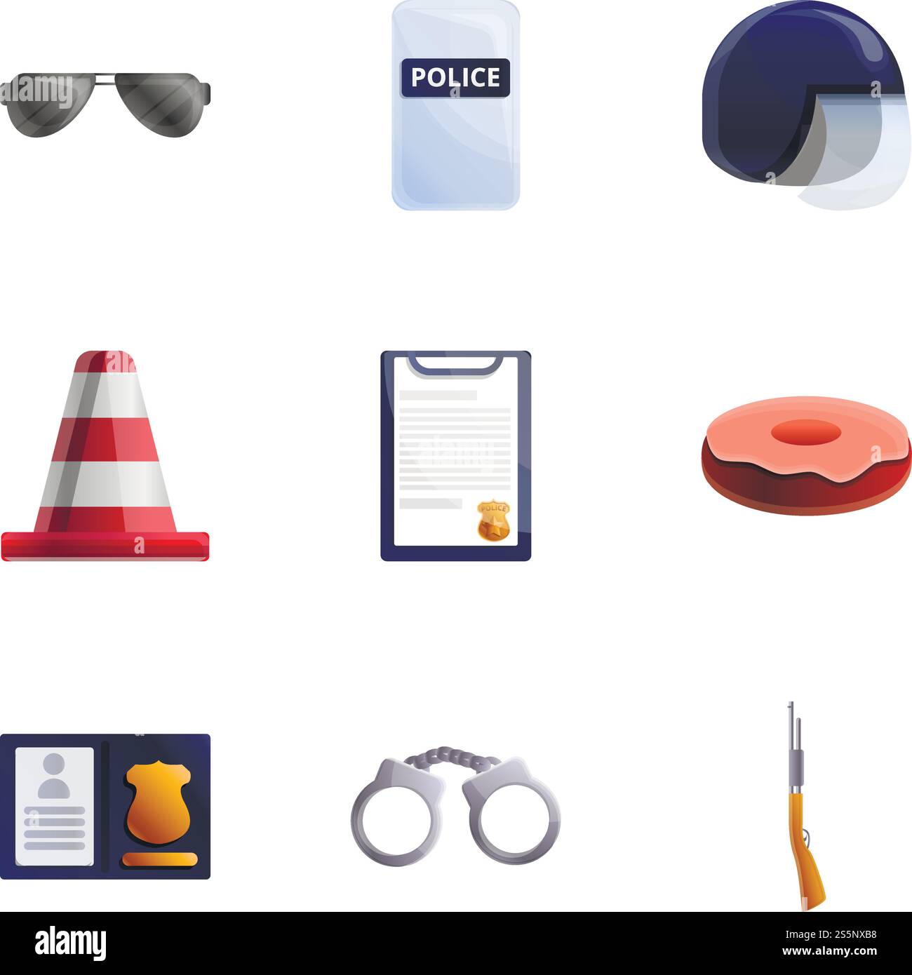 Police tools icon set. Cartoon set of 9 police tools vector icons for ...