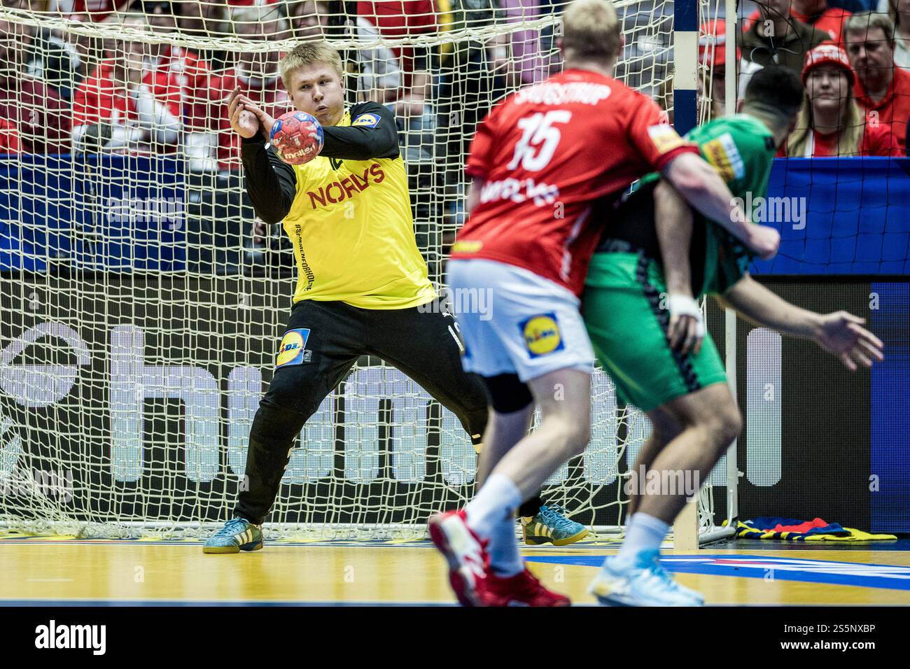 Herning, Denmark. 14th Jan, 2025. Emil Nielsen (12) of Denmark seen ...