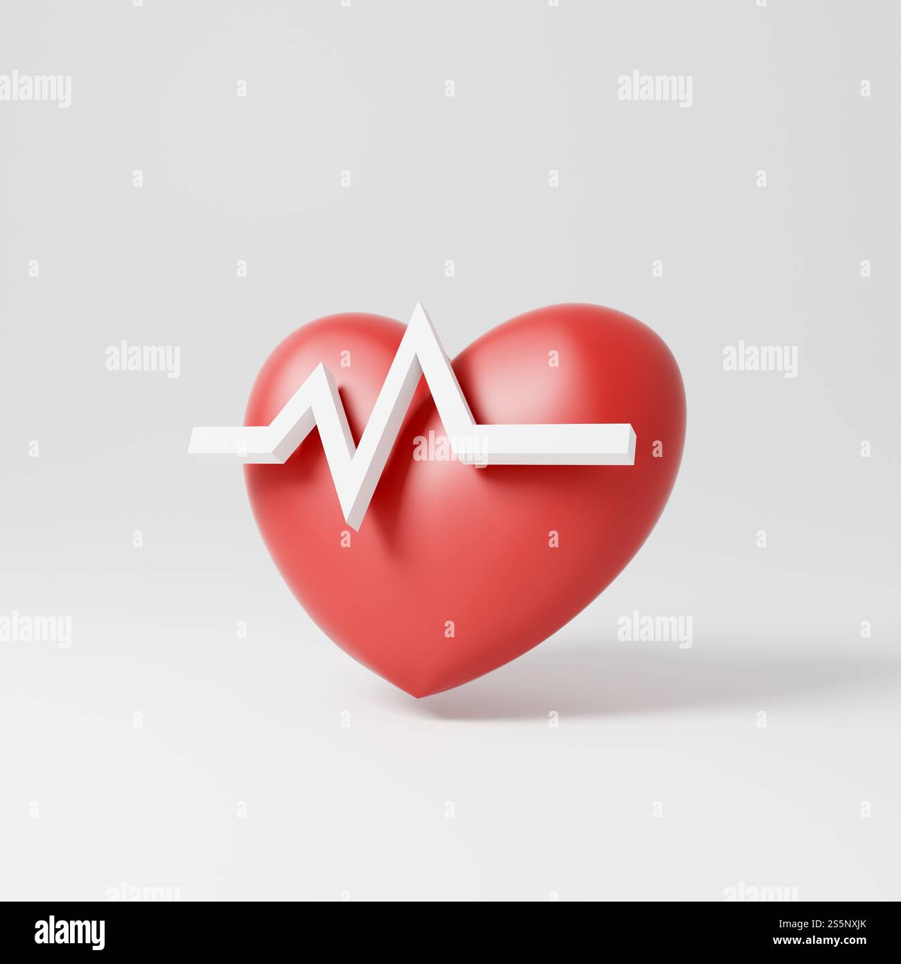 3D illustration a red heart with a pulse signwith a pulse sign or ...