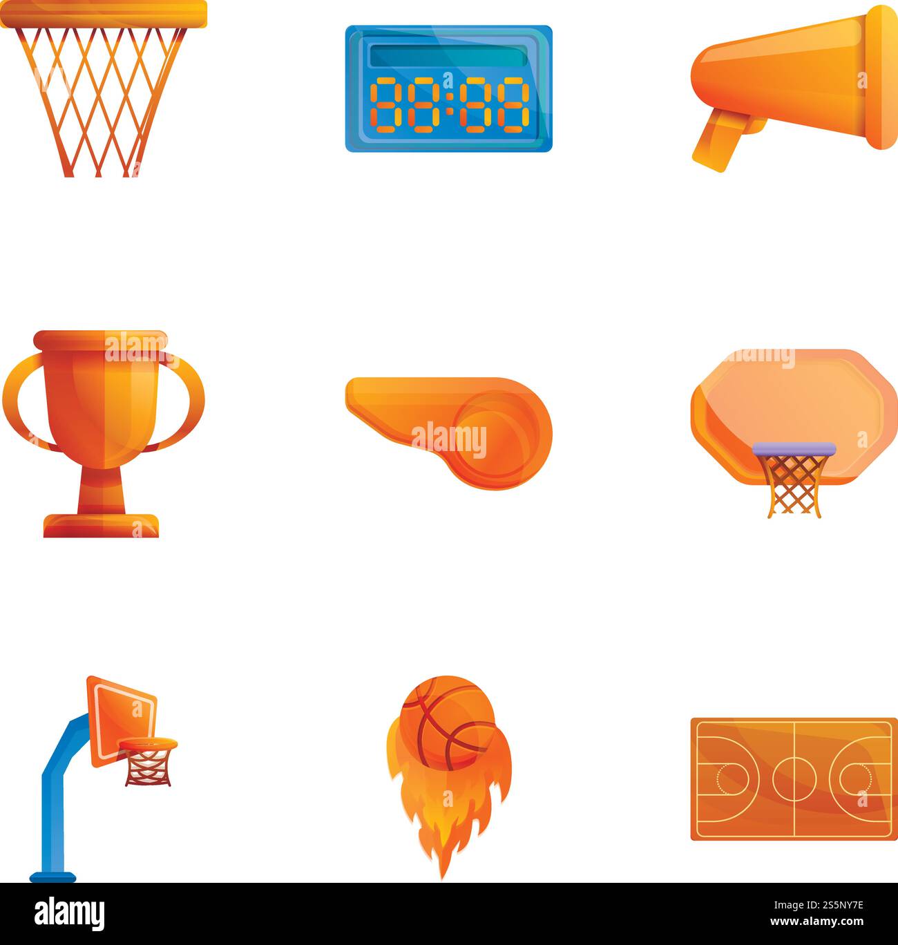Basketball team icon set. Cartoon set of 9 basketball team vector icons ...