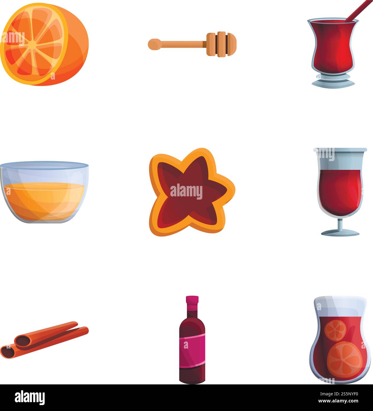 Holiday mulled wine icon set. Cartoon set of 9 holiday mulled wine ...