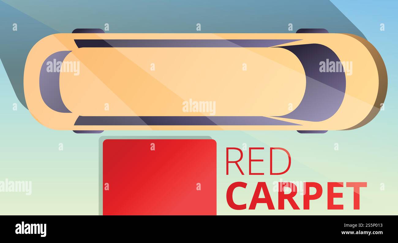 Red carpet limousine concept banner. Cartoon illustration of red carpet ...
