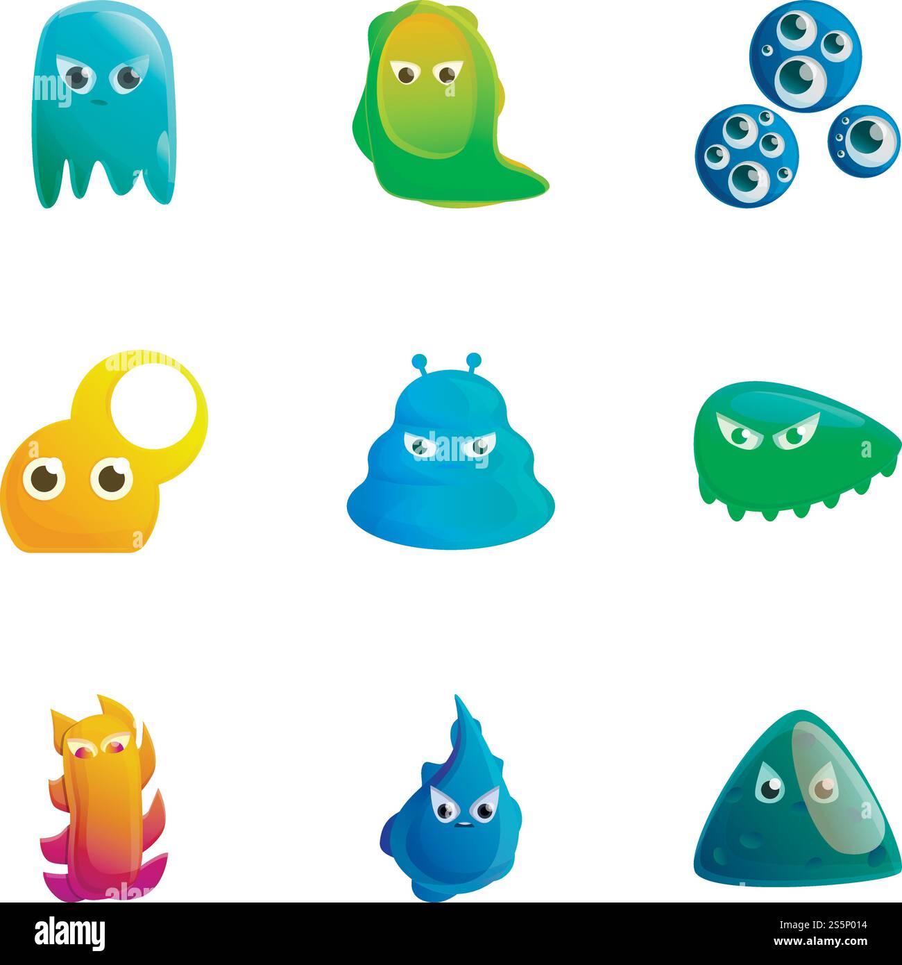 Mystery monster icon set. Cartoon set of 9 mystery monster vector icons ...