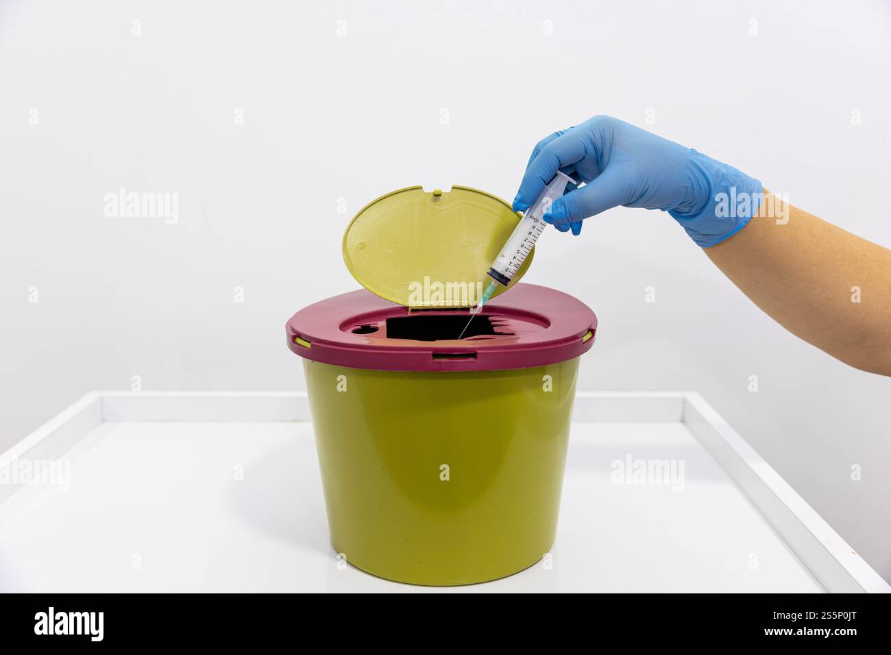 Medical garbage can. Container for hazardous waste in hospital. Throw ...