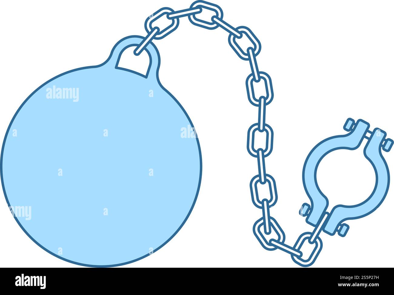 Fetter With Ball Icon. Thin Line With Blue Fill Design. Vector ...