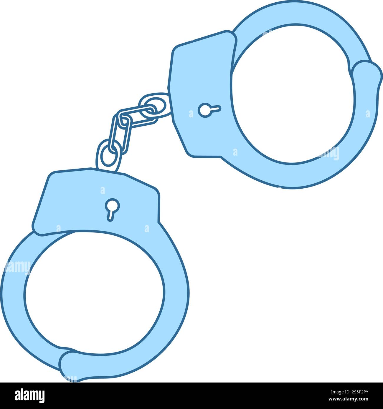 Police Handcuff Icon. Thin Line With Blue Fill Design. Vector ...