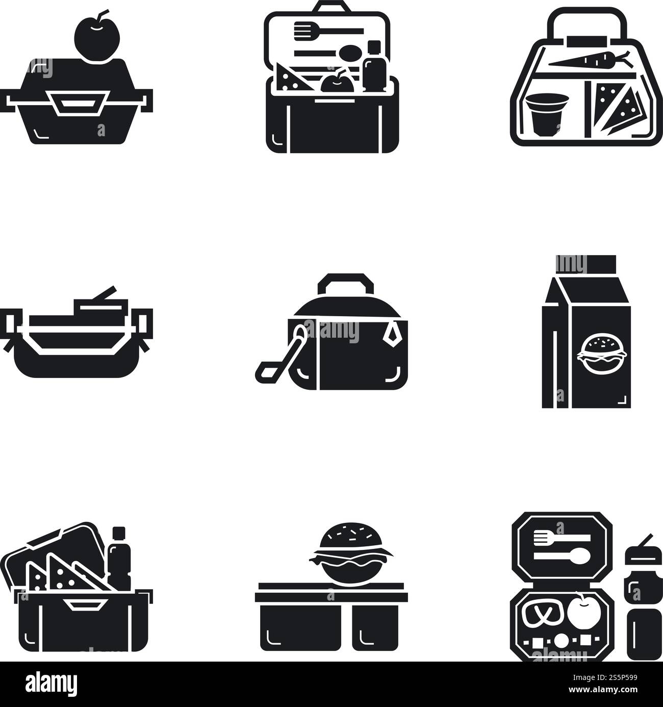 School lunch box icon set. Simple set of 9 school lunch box vector ...