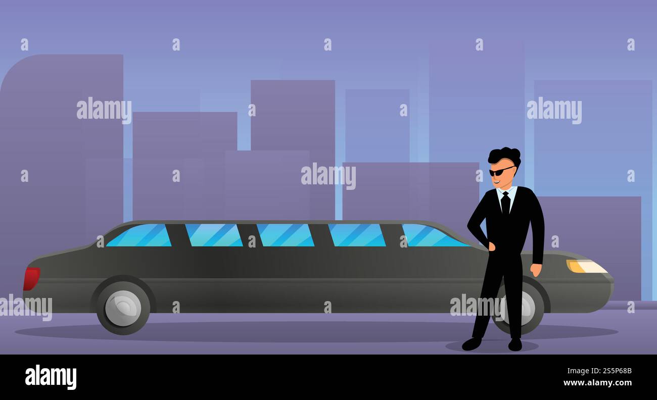 Luxury limousine concept banner. Cartoon illustration of luxury ...