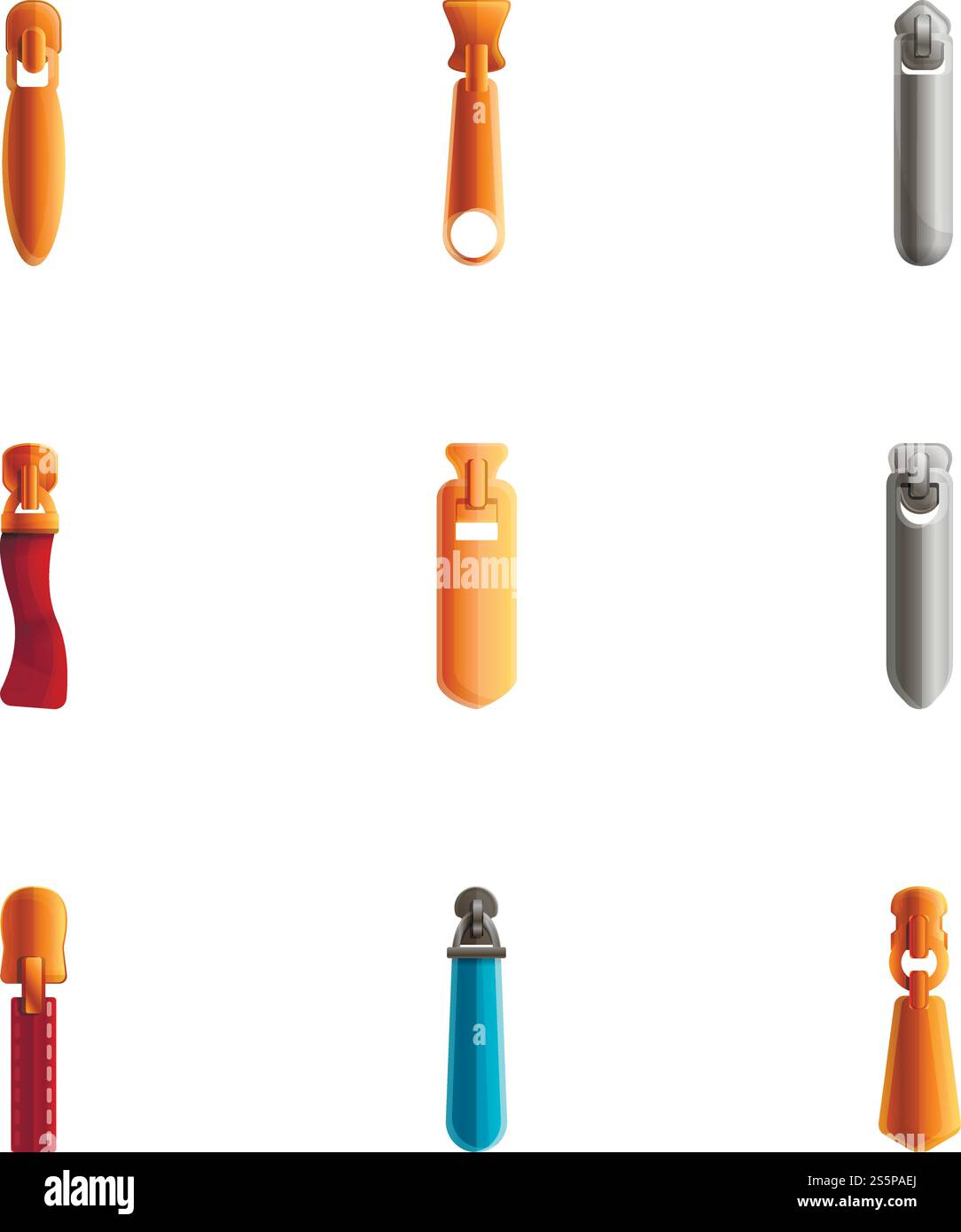 Jacket zipper icon set. Cartoon set of 9 jacket zipper vector icons for web design isolated on ...