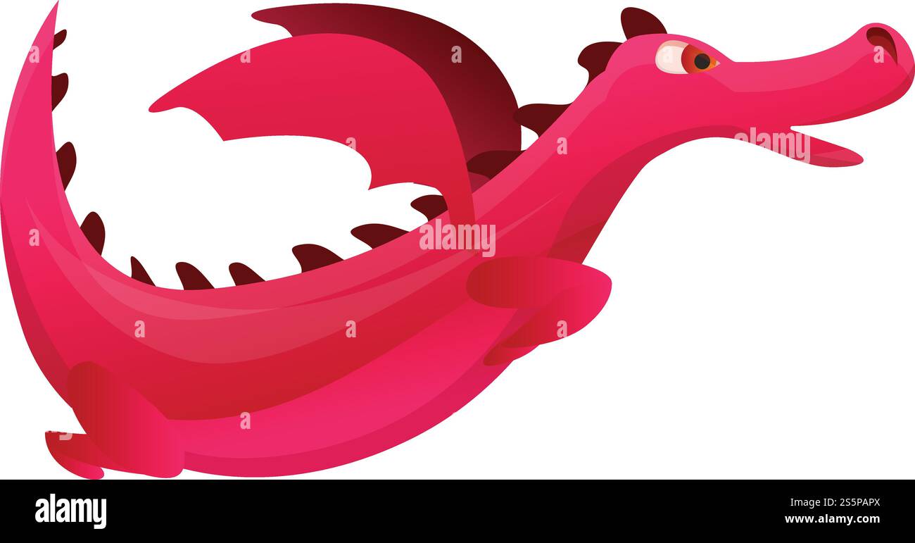 Flying red dragon icon. Cartoon of flying red dragon vector icon for ...