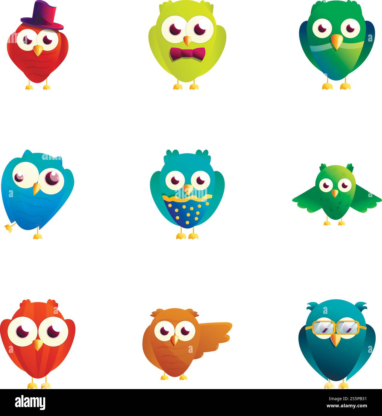 Comic birds icon set. Cartoon set of 9 comic birds vector icons for web ...