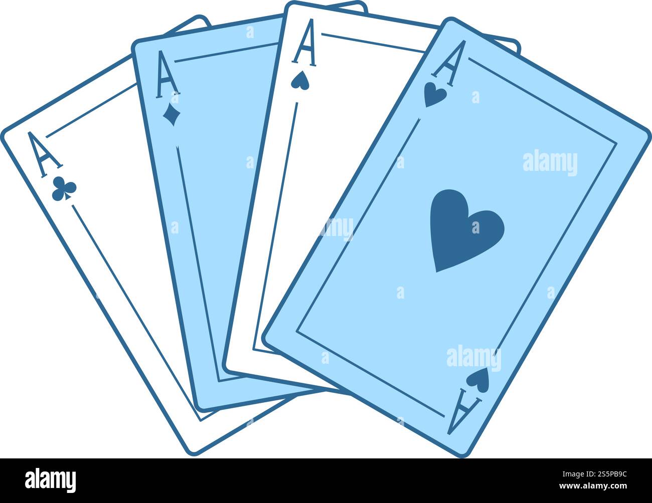 Set Of Four Card Icons. Thin Line With Blue Fill Design. Vector ...