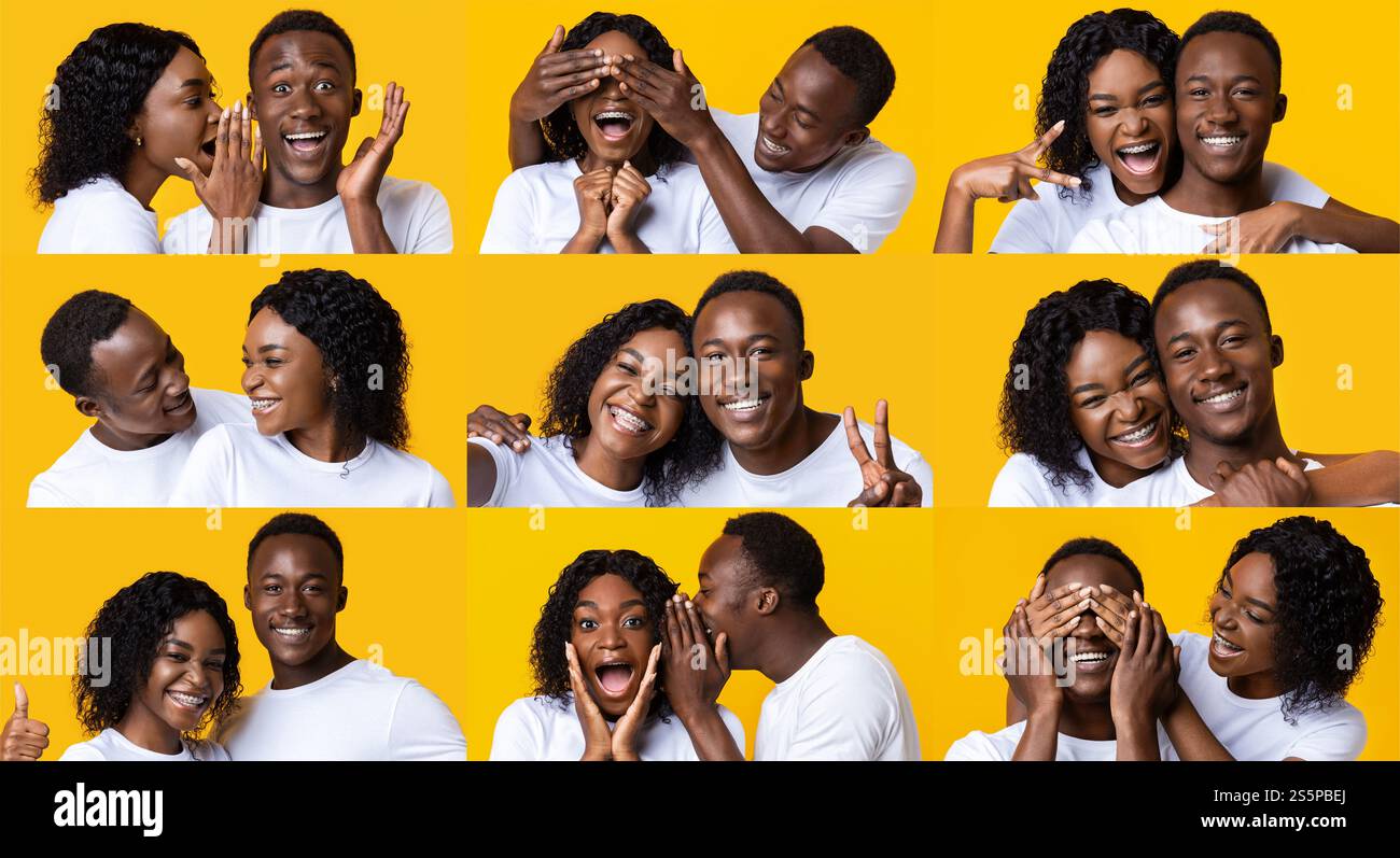 Happy diverse couple expressing love and joy for Valentine's Day ...