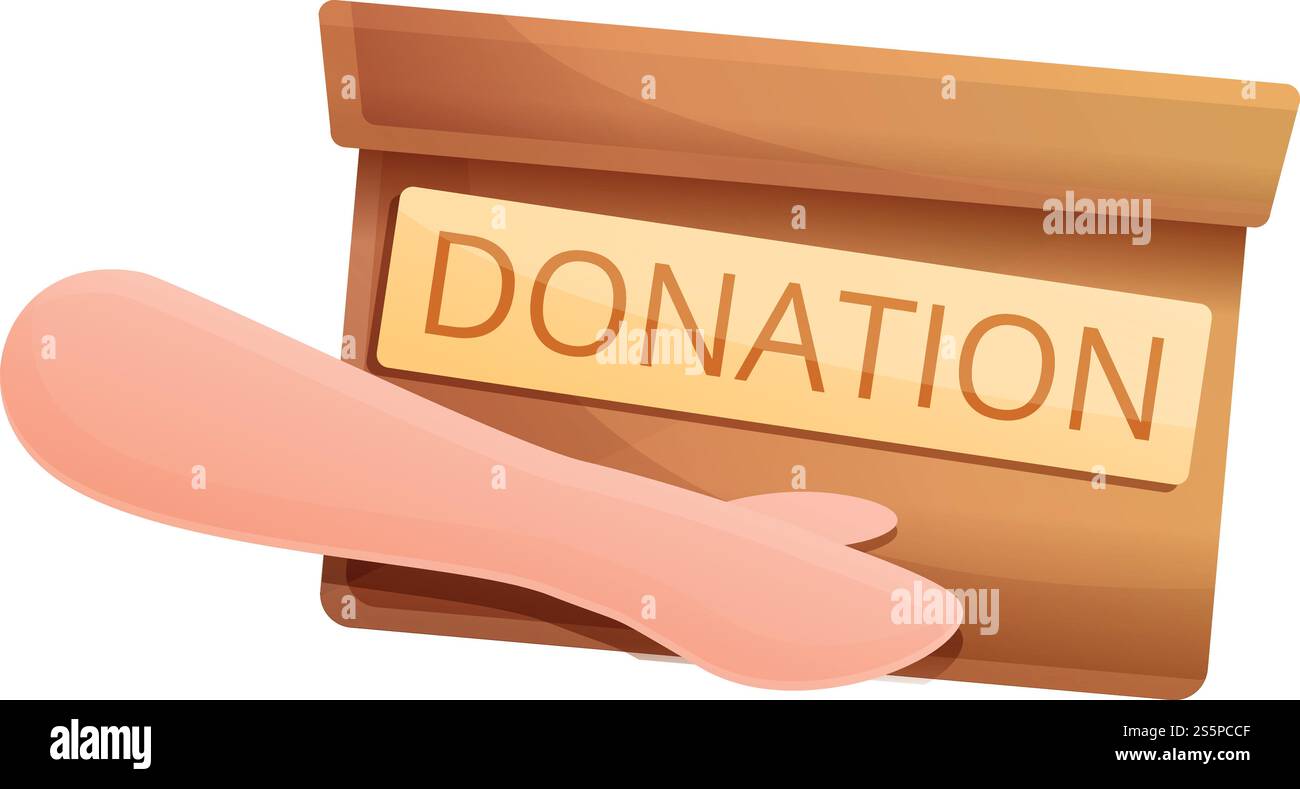 Donation carton box icon. Cartoon of donation carton box vector icon ...