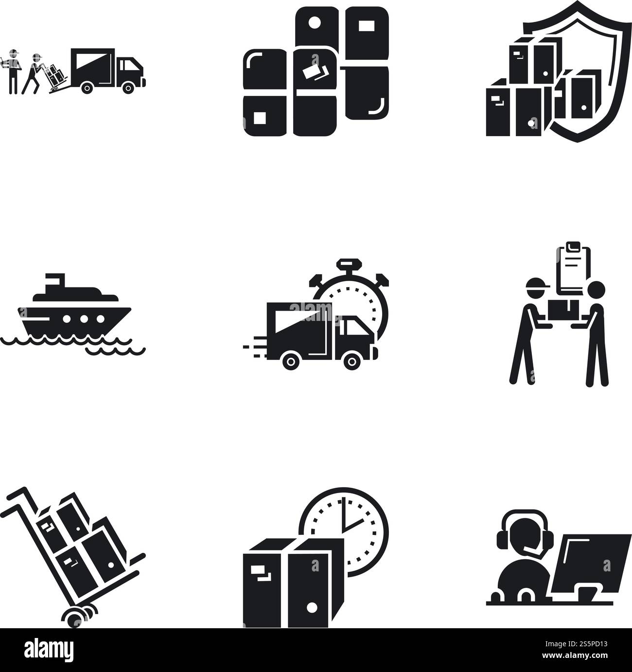 Transport parcel delivery icon set. Simple set of 9 transport parcel ...