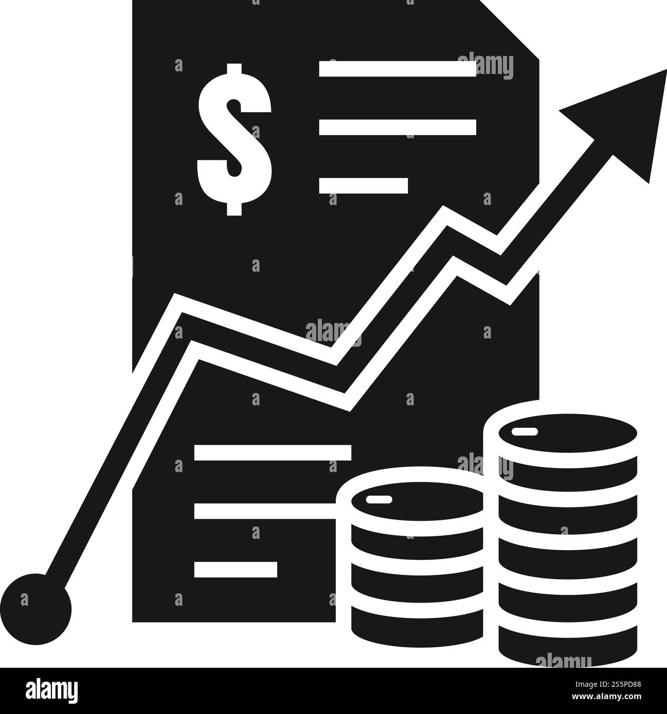 Money receipt graph icon. Simple illustration of money receipt graph ...