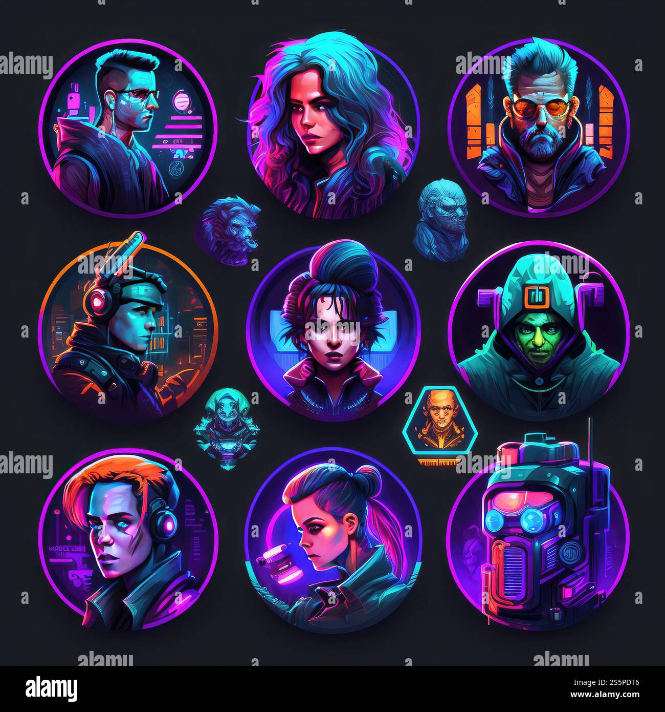 poster cyberpunk character avatar ai generated. geometric , digital ...