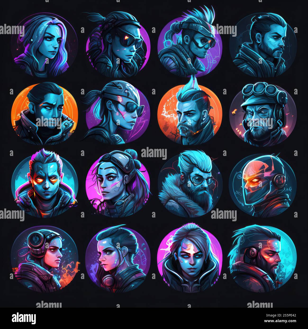 light cyberpunk character avatar ai generated. techno virtual, glow ...