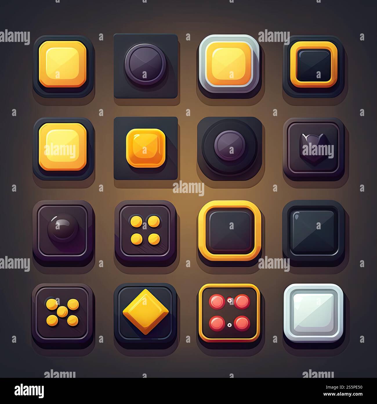 banner square game button ai generated. glossy blue, colorful , ui ...