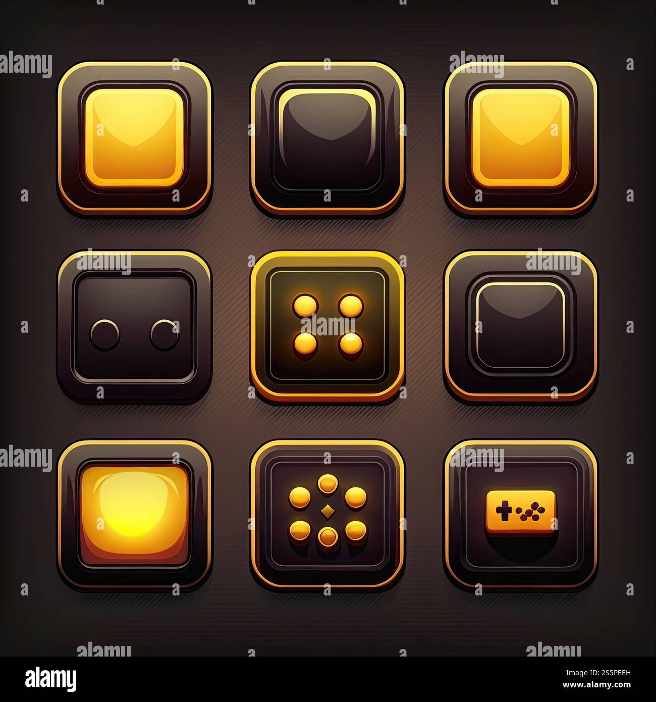 colorful square game button ai generated. ui, design interface, icon ...
