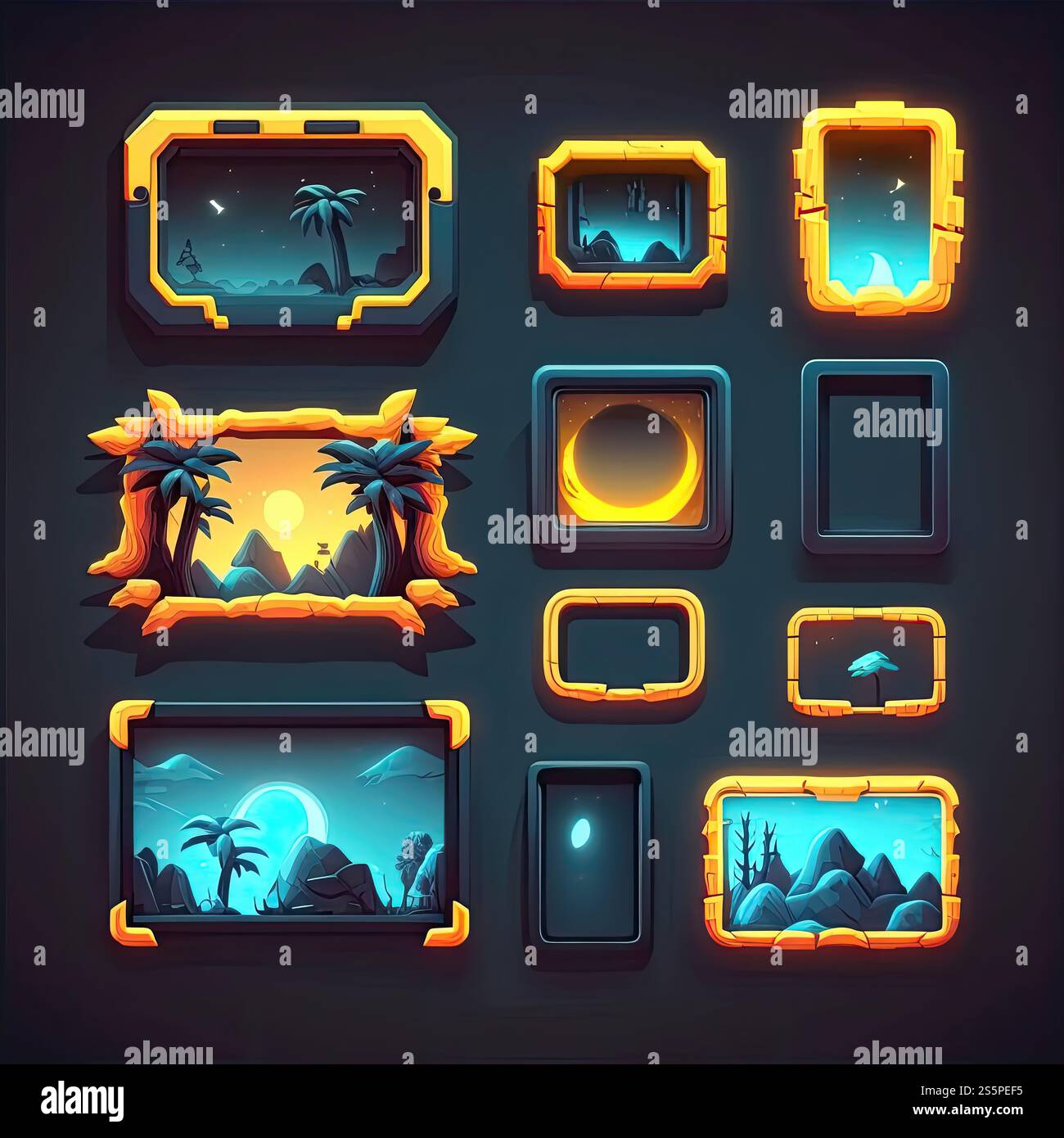 Ui Rectangle Frame Game Ai Generated Design Interface Background Gui Button Element Ui
