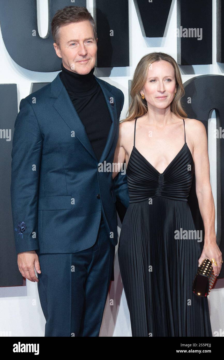 London, UK. 14 Jan, 2025. Pictured: Ed Norton and wife Shauna Robertson ...