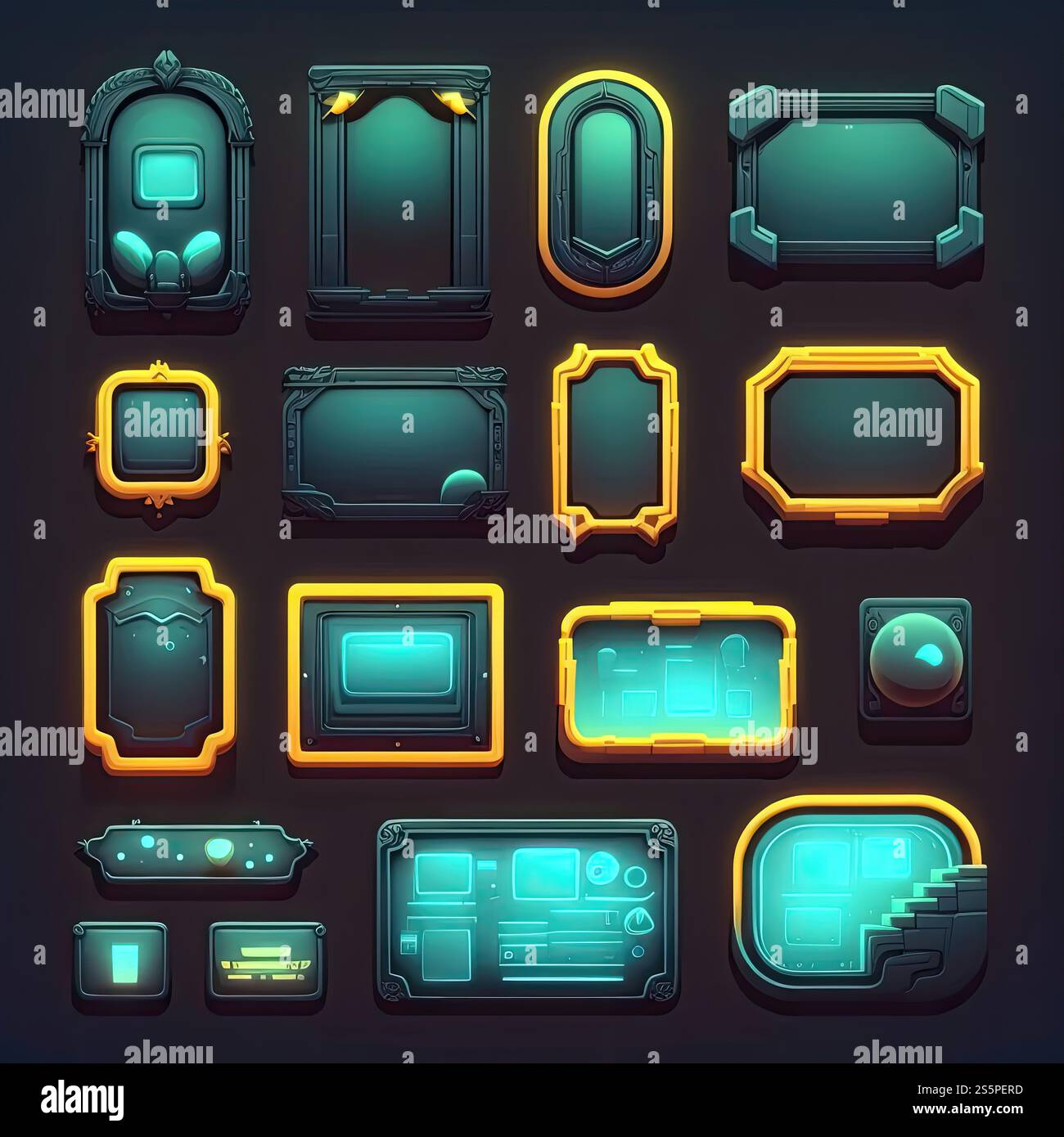 square rectangle frame game ai generated. board , ui design, interface background square ...