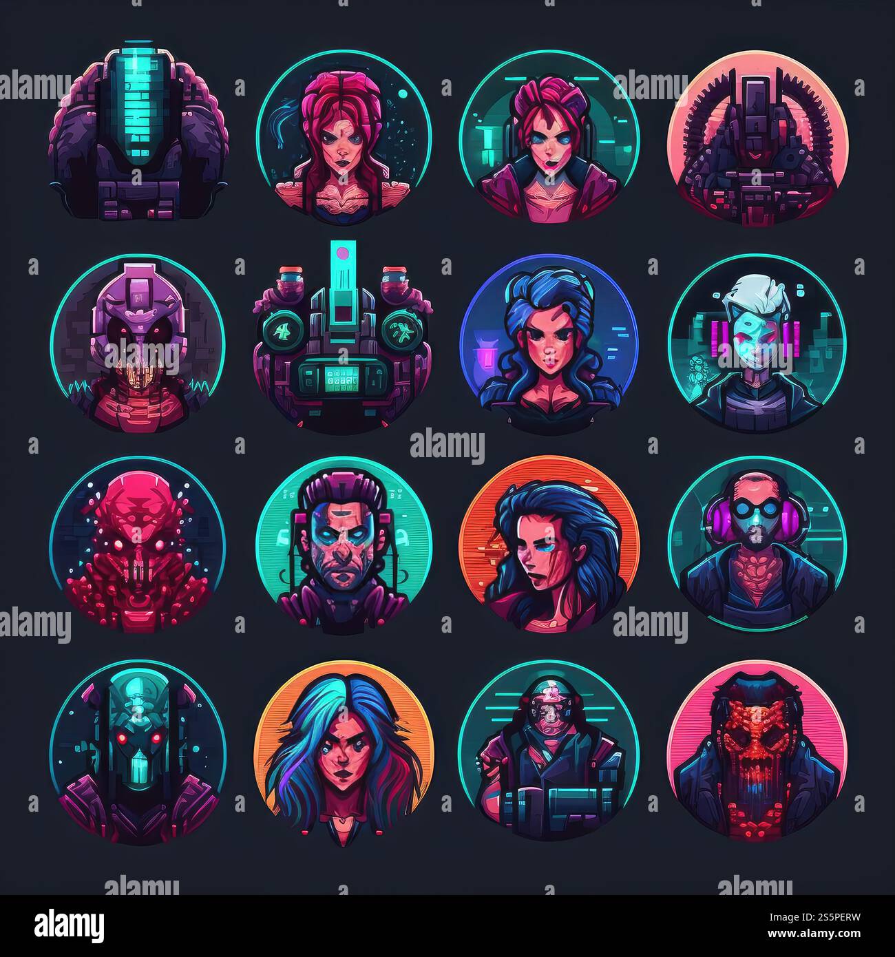 digital cyberpunk character avatar ai generated. futuristic background ...
