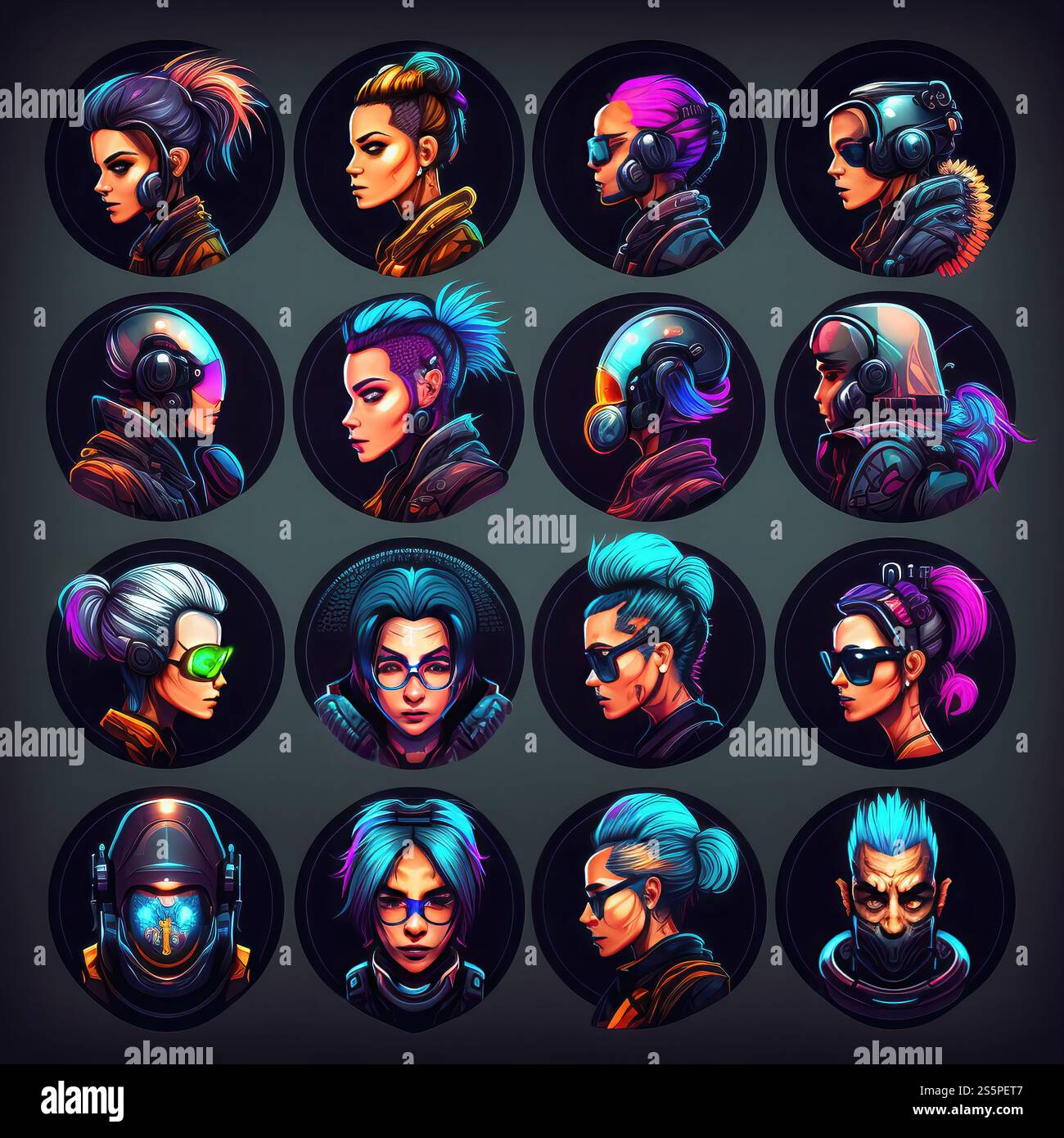 poster cyberpunk character avatar ai generated. geometric , digital ...