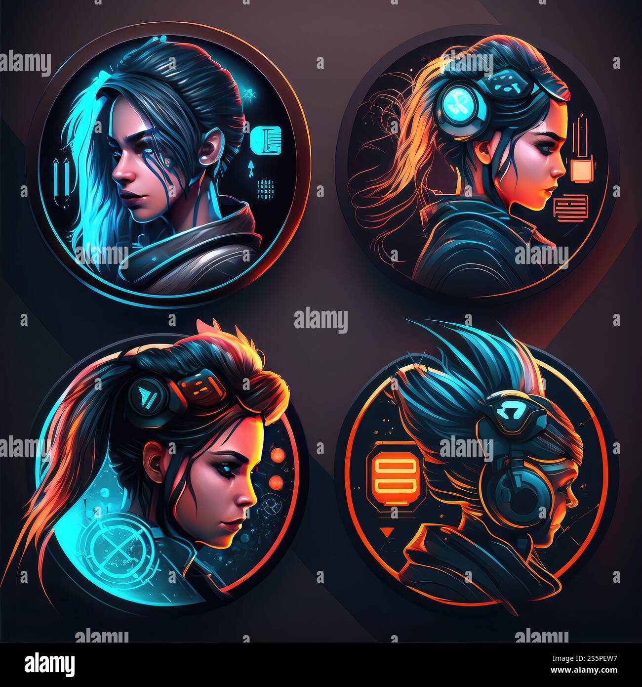 tech cyberpunk character avatar ai generated. poster geometric, digital ...